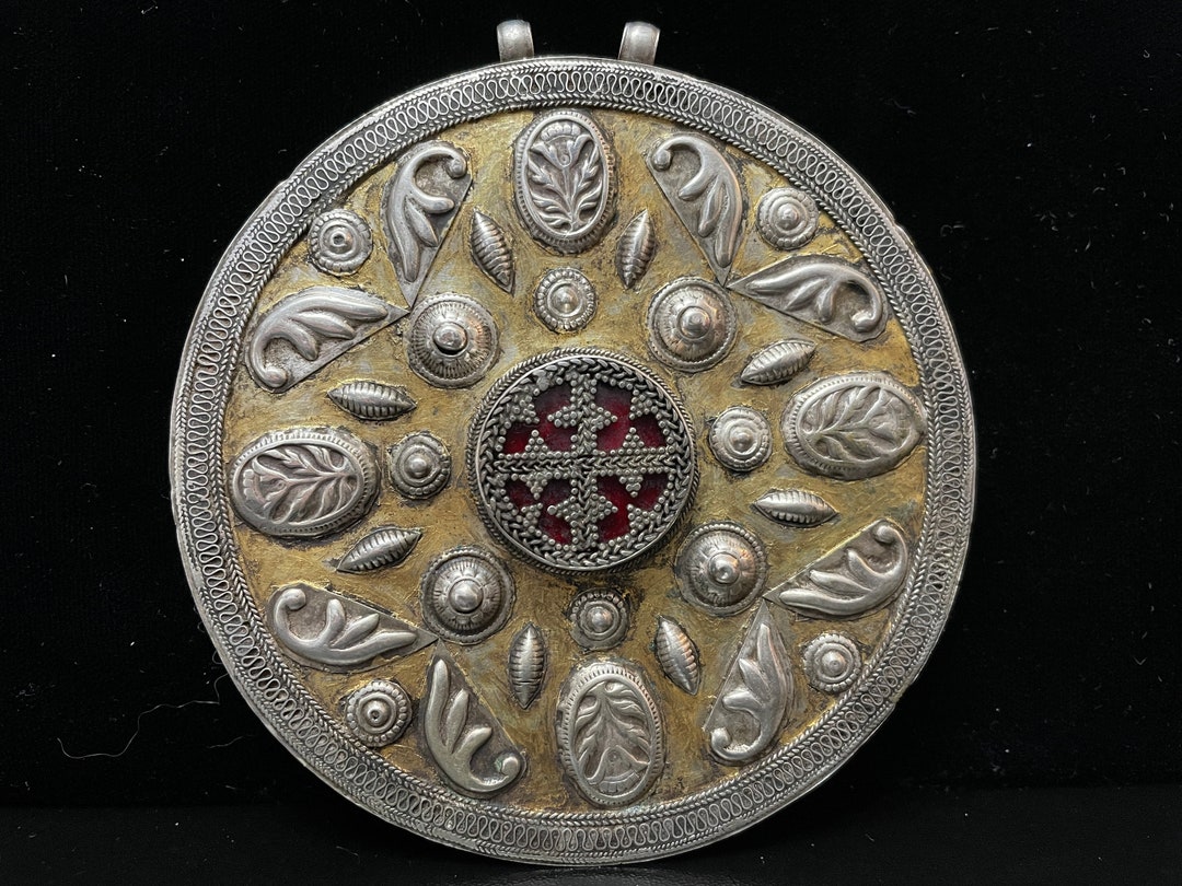 Antique Turkmen Old Silver Amulet, Tribal Talisman Flat Container ...