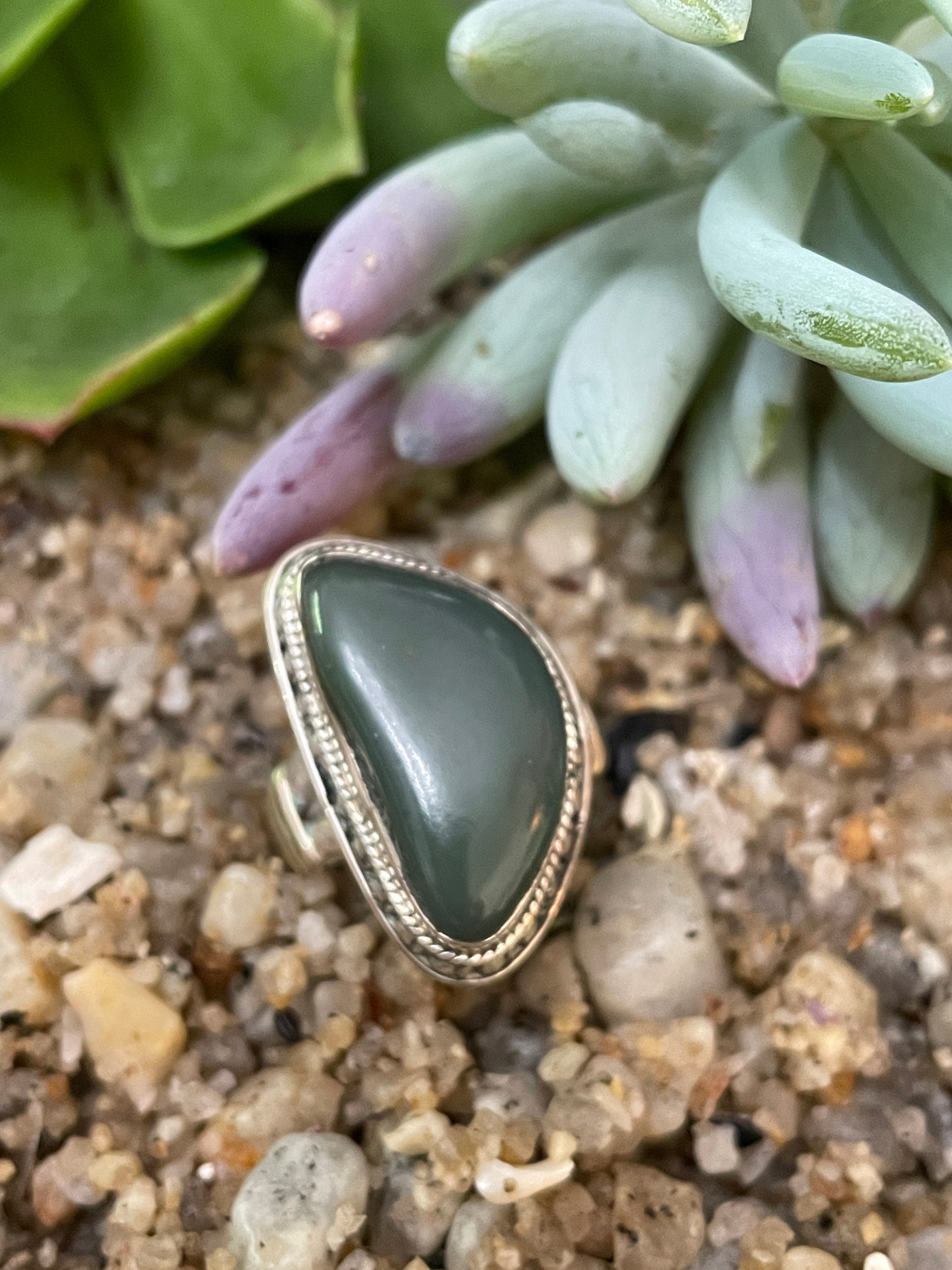 Jade Ring Collection Big Sur Jade Heavy Gauge Sterling - Etsy