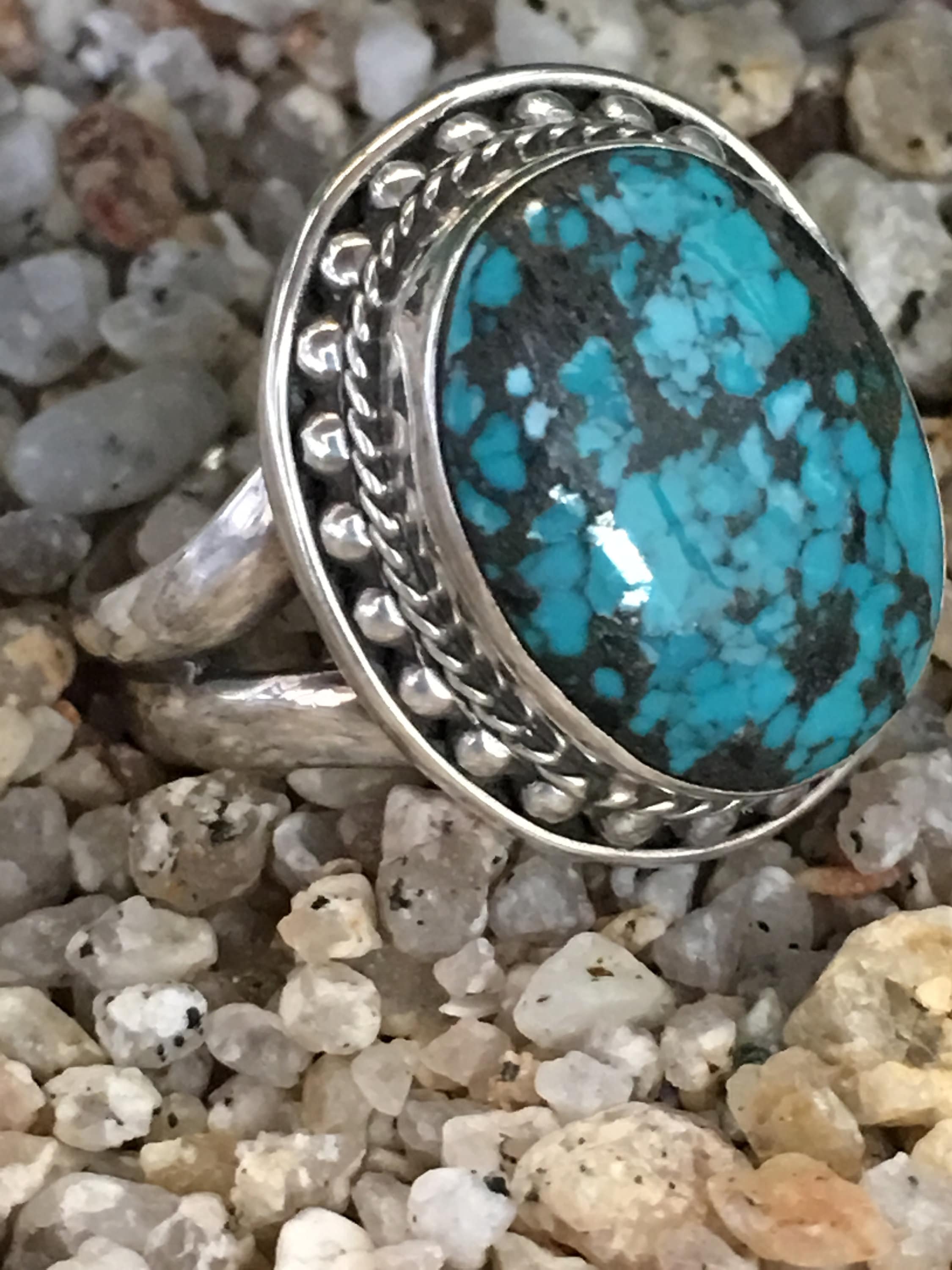 Anillo Turquesa natural con banda de plata esterlina de - Etsy España