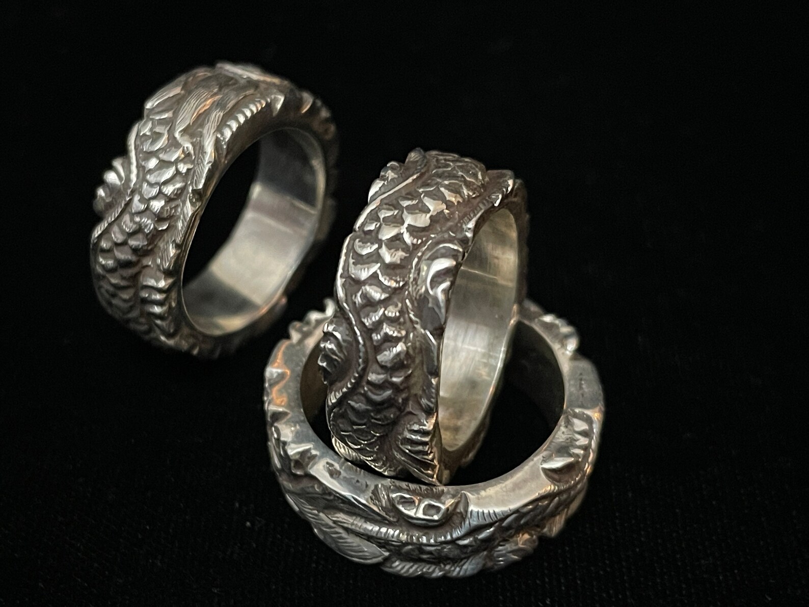 Band Ring, Japanese Dragon Engraved Ring for Mythology Lovers, 925 ...