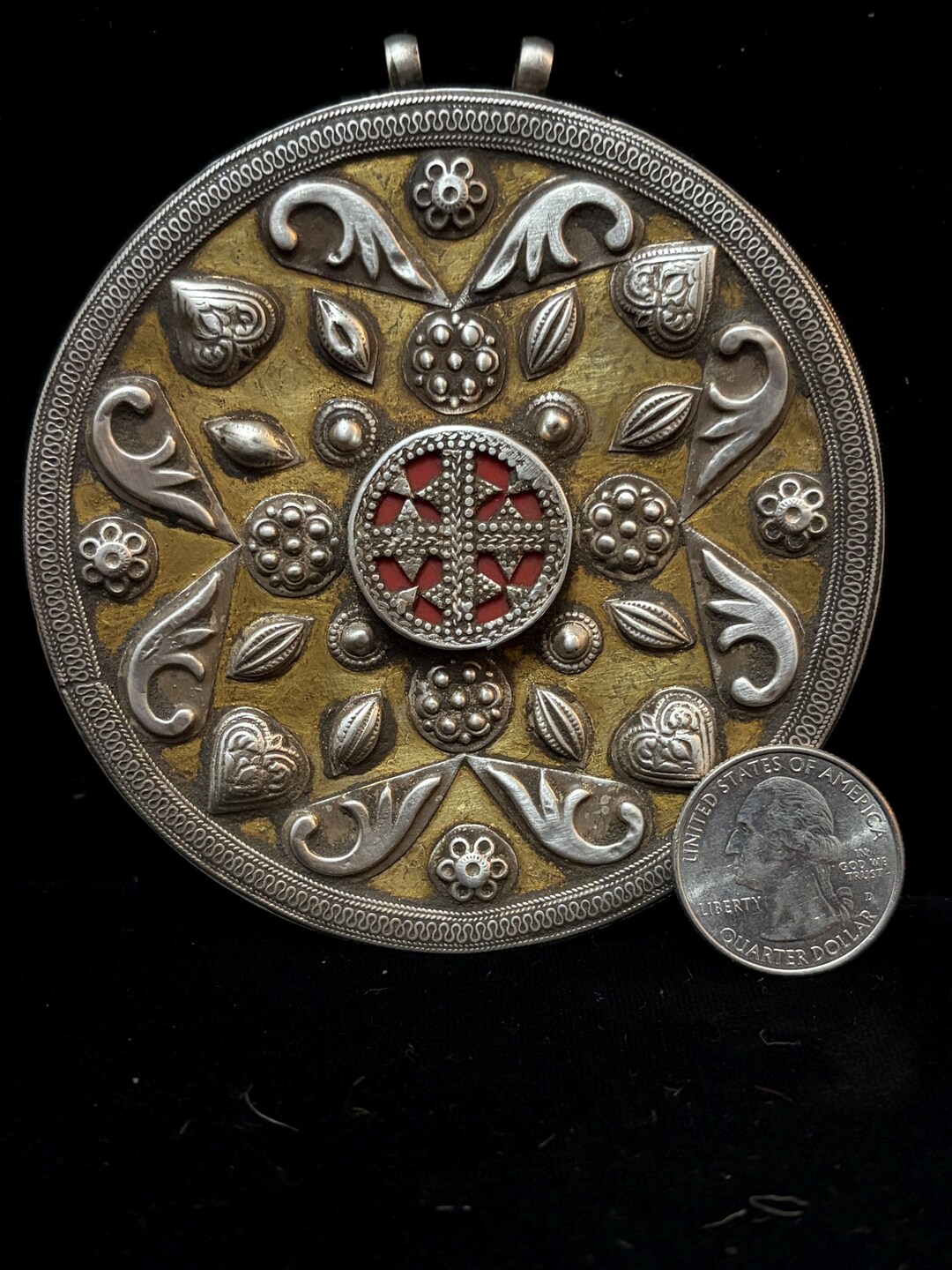 Antique Turkmen Silver Amulet, Tribal Gold-wash Pendant - Etsy
