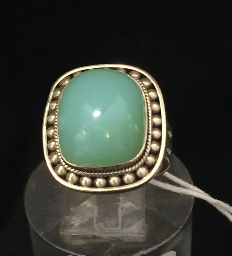 Ring - Square Peruvian Opal, Peruvian Blue Opal is Relatively Rare and ...