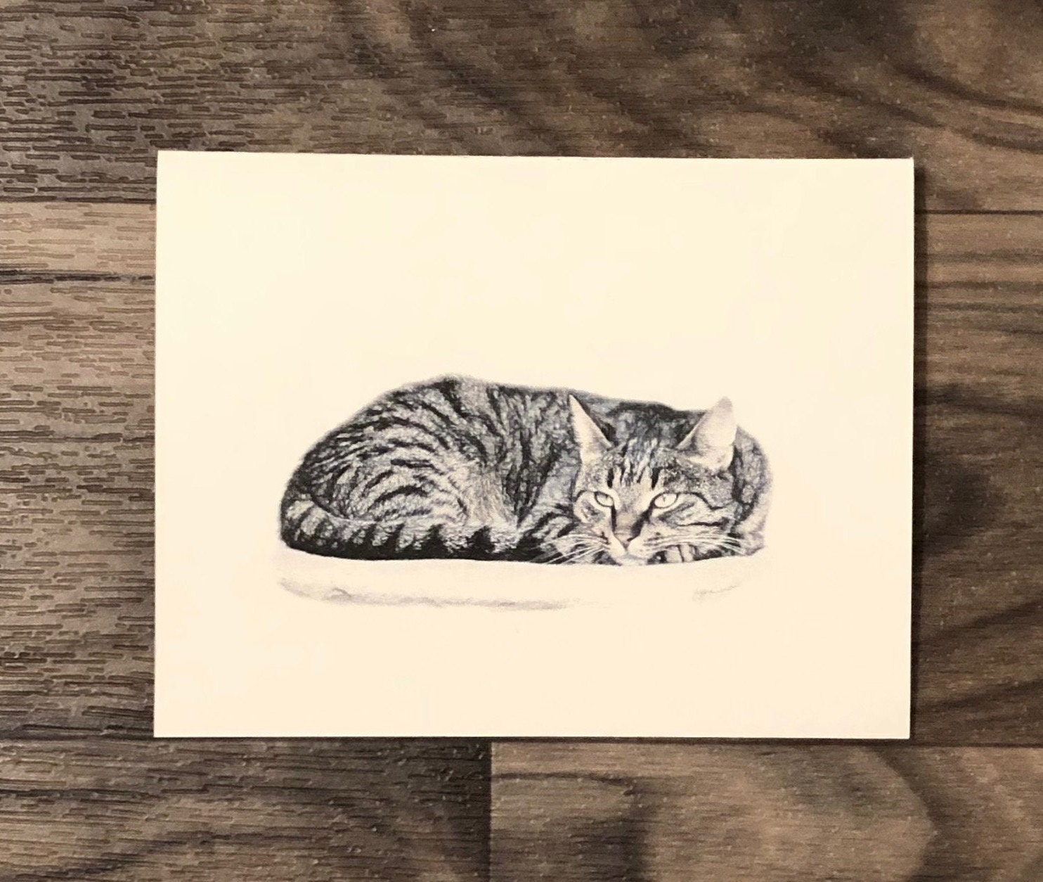 Set of 6 or 12 Handmade Blank Tabby Cat Print Note Cards | Etsy
