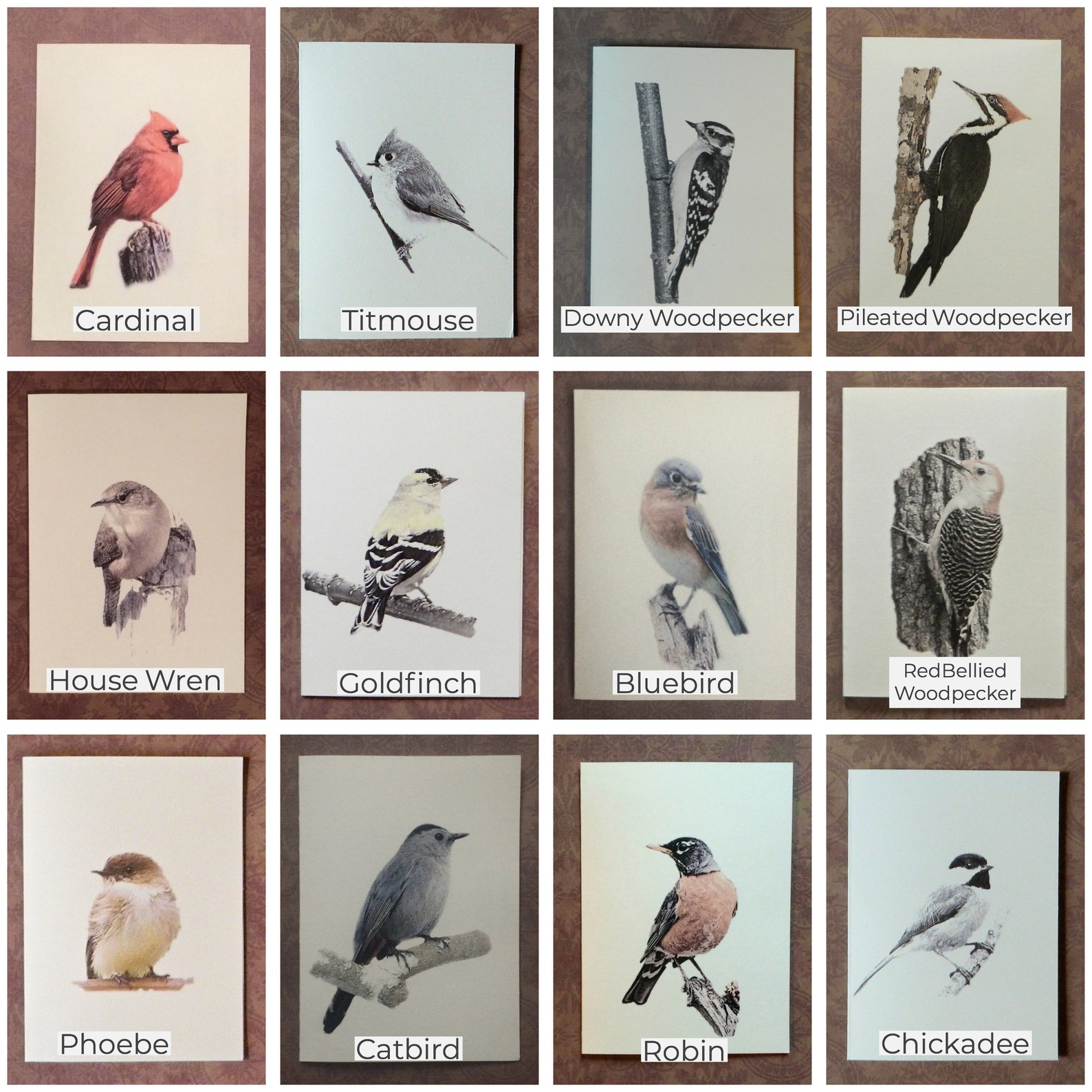 Set of 6 or 12 Handmade Bird Print Note Cards - Etsy