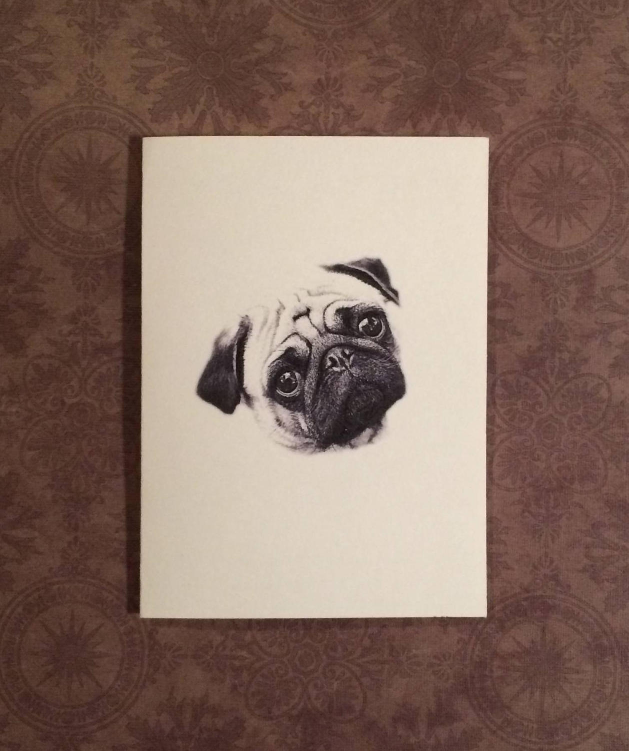 Set of 6 or 12 Handmade Blank Pug Dog Print Note Cards - Etsy