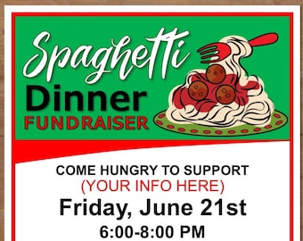 EDITABLE Spaghetti Dinner Fundraiser Flyer Template Charity - Etsy