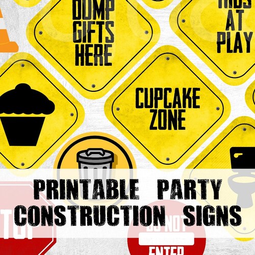Instant MEGA CONSTRUCTION Party Signs Construction Zone | Etsy