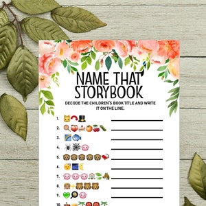 Instant CHILDRENS BOOKS Printable Baby Shower Game Guess the Baby Book ...