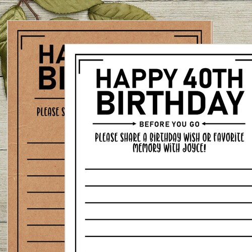 Personalized 'happy 40th Birthday' Printable Birthday - Etsy