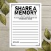 Personalized 'share A Memory' Printable Memory Card 5x7 Party Printable ...