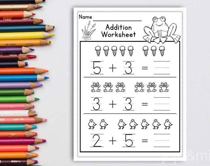 98 Printable Addition Worksheets Kindergarten Addition Bundle and ...