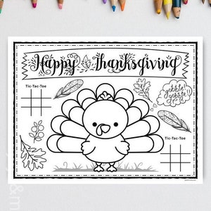 THANKSGIVING Printable Placemat Activity Fall Coloring Page Instant ...