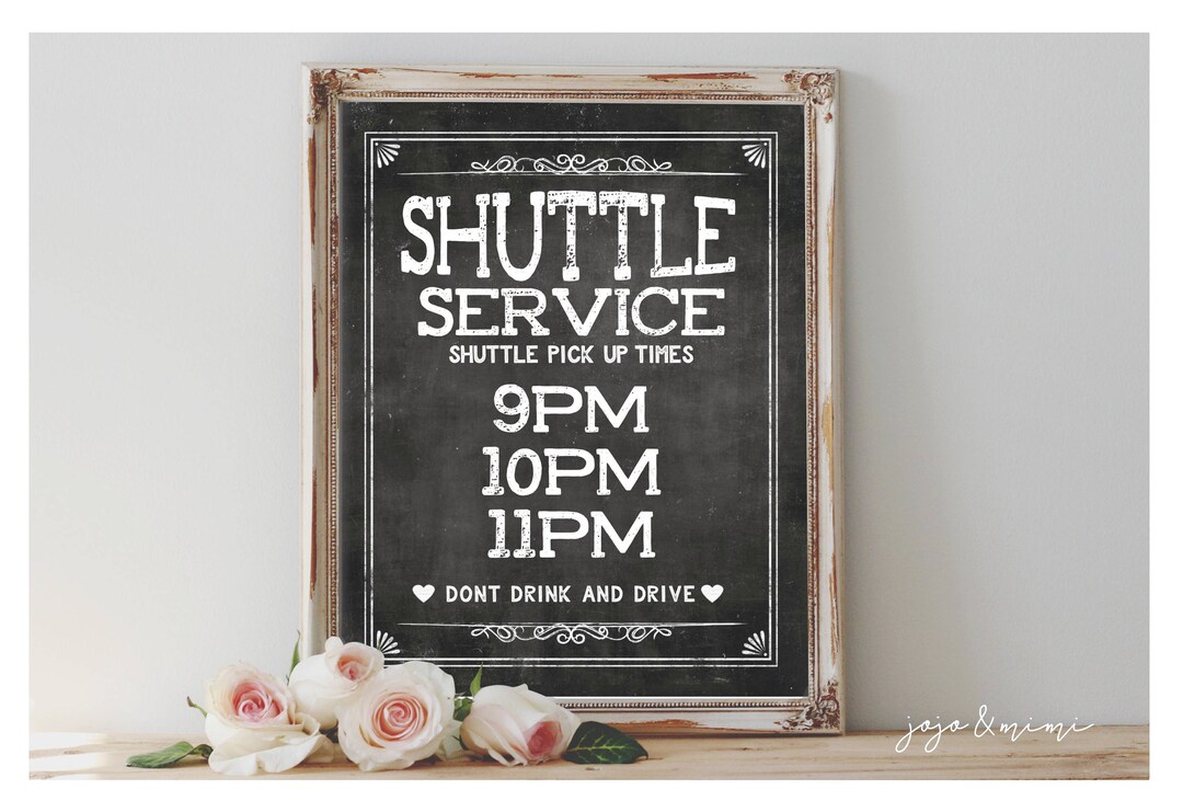 Custom 'SHUTTLE SERVICE' Shuttle Bus Schedule Sign Printable 8x10 or ...