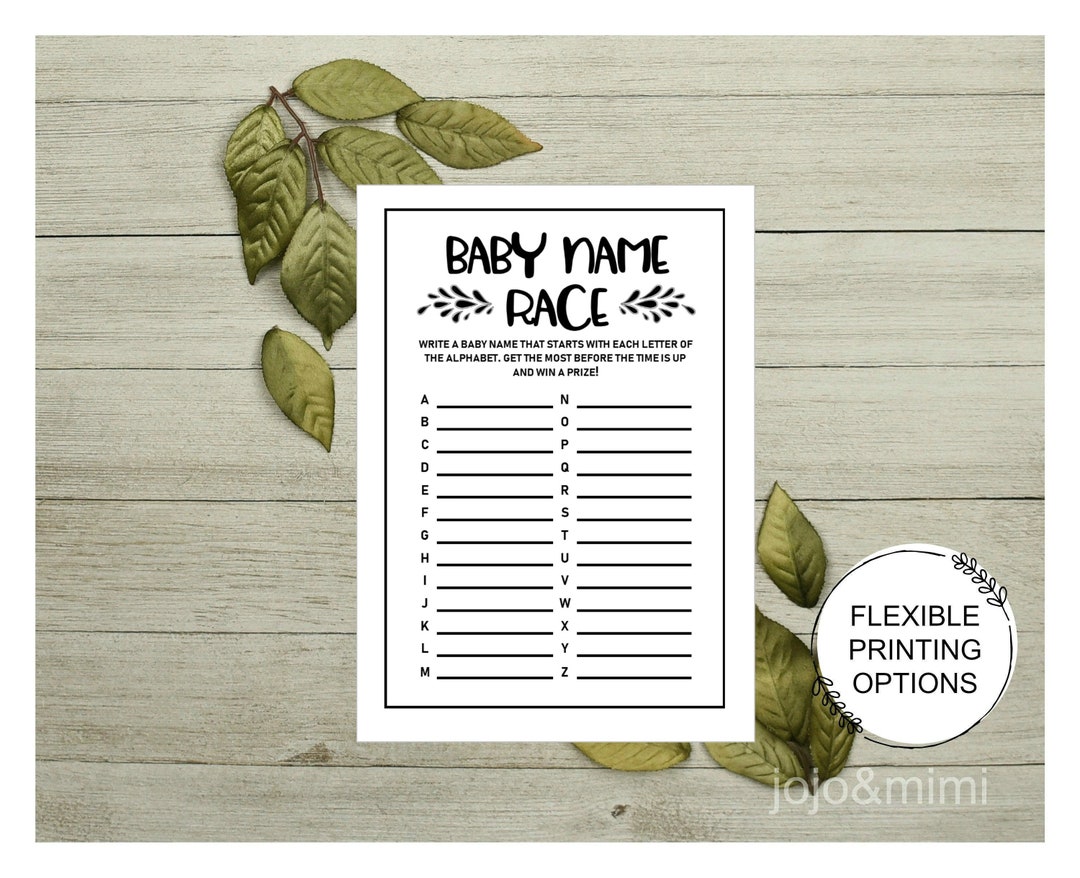 Instant BABY NAME RACE Printable Baby Shower Game Baby Name Game ...