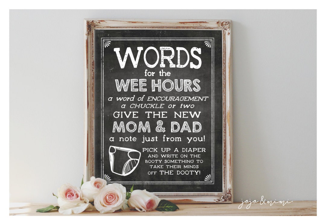 Instant 'words for the Wee Hours' Printable 8x10, 11x14 Sign Baby ...