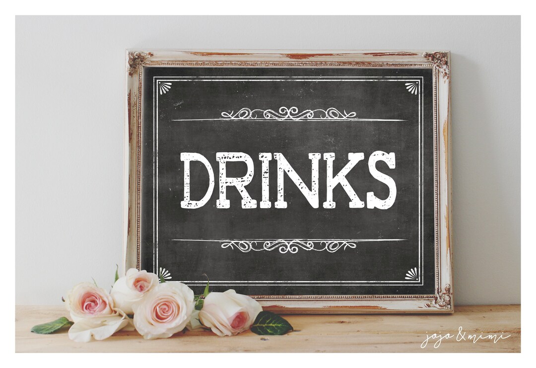 Instant 'DRINKS' Printable Sign Chalkboard Printable Party Decor Drink ...