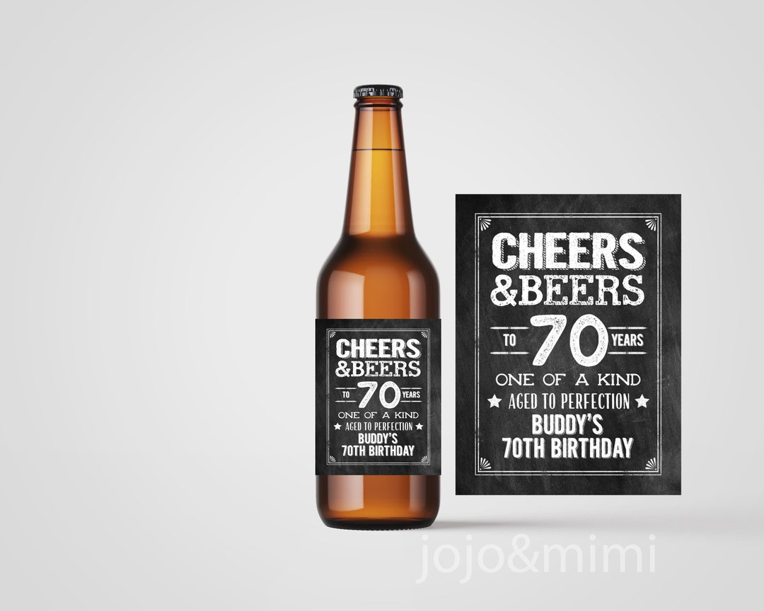 Personalized 'CHEERS & BEERS to 70 Years' Printable 70th Birthday Beer ...