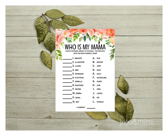 Instant WHO'S MY MAMA Printable Baby Shower Game Peach | Etsy