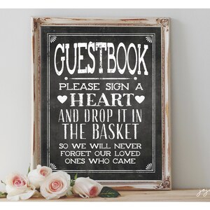Instant 'please Sign a HEART & Drop It in the Basket' Printable 8x10 ...
