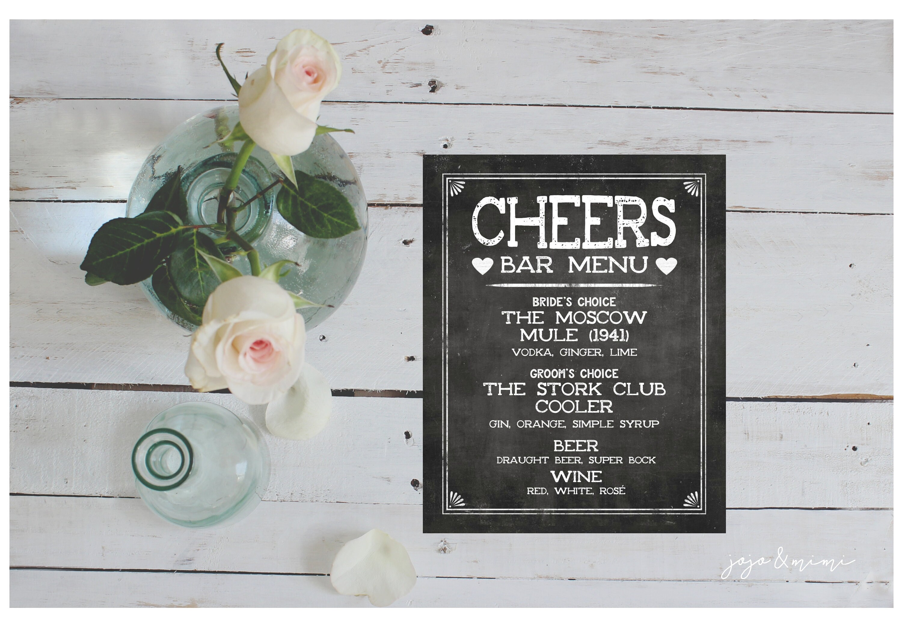 Custom 'CHEERS BAR MENU' Sign Printable Chalkboard Wedding Printable ...