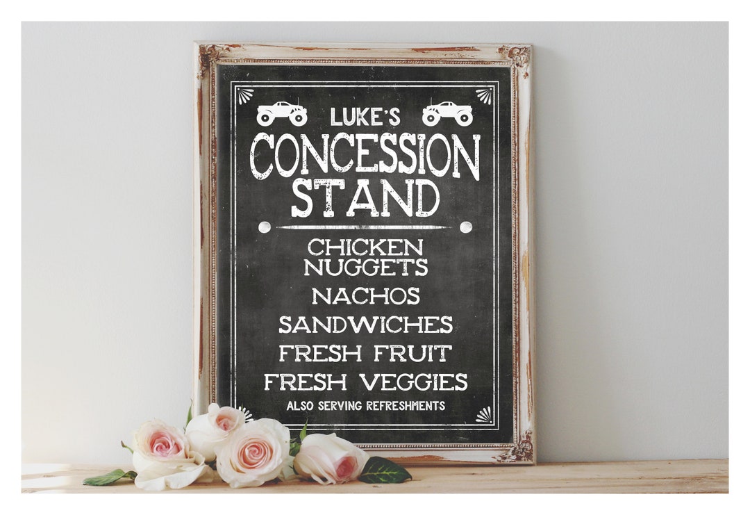 Custom 'CONCESSION STAND' Printable Sign Chalkboard Printable Party ...