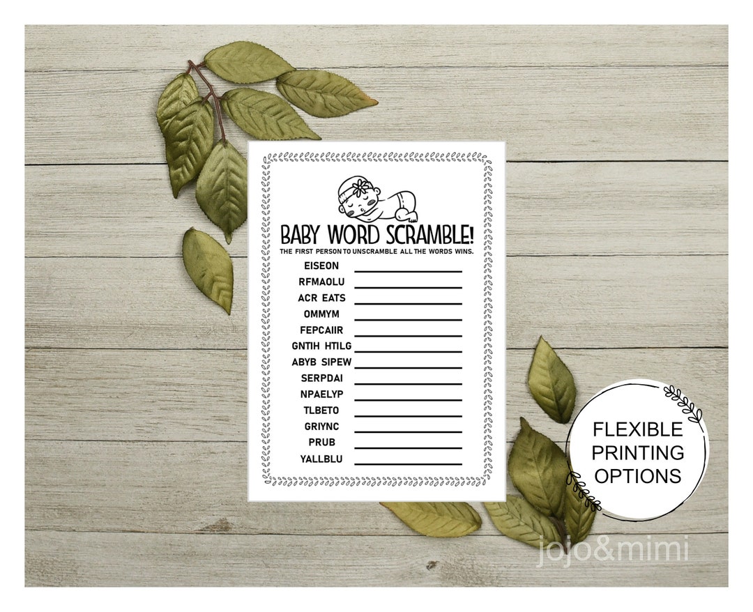 Instant BABY WORD SCRAMBLE Printable Baby Shower Game Word Scramble ...