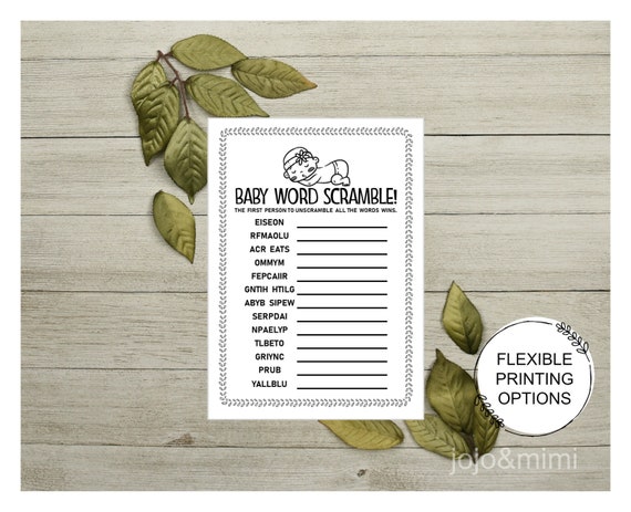 Instant BABY WORD SCRAMBLE Printable Baby Shower Game Word - Etsy