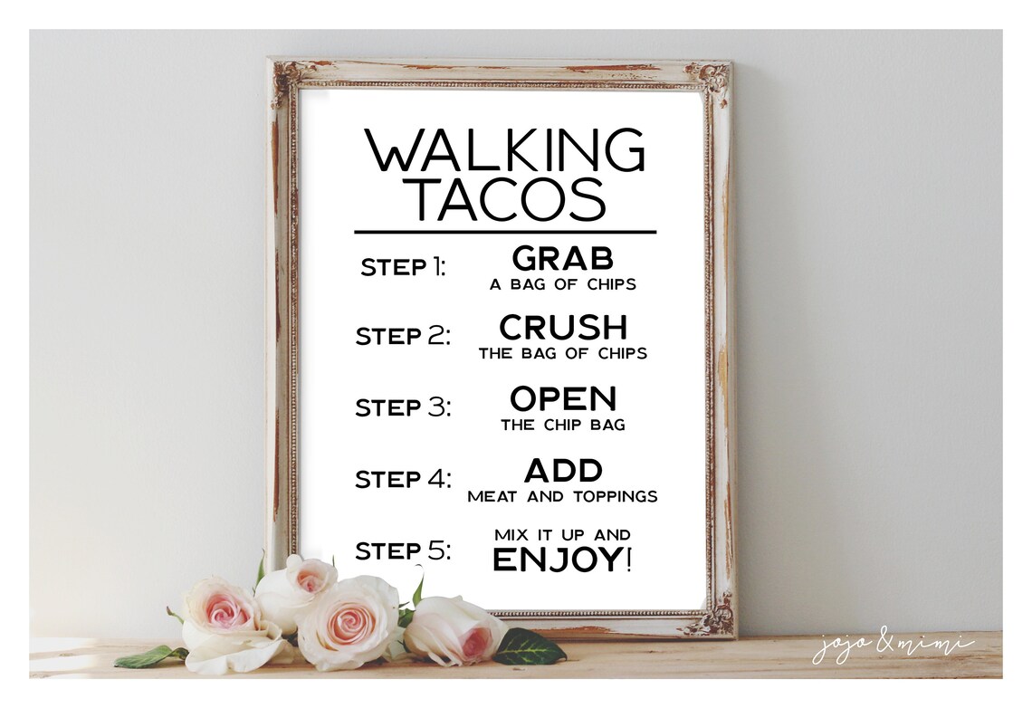 Instant 'WALKING TACOS' Printable Event Sign Wedding Fiesta Baby Shower ...