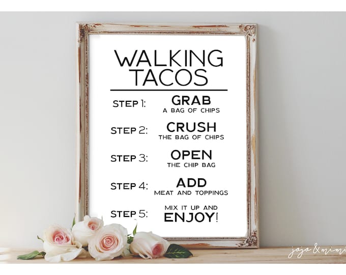 Printable WALKING TACOS Sign, Instant Download, 8x10, Digital PDF ...