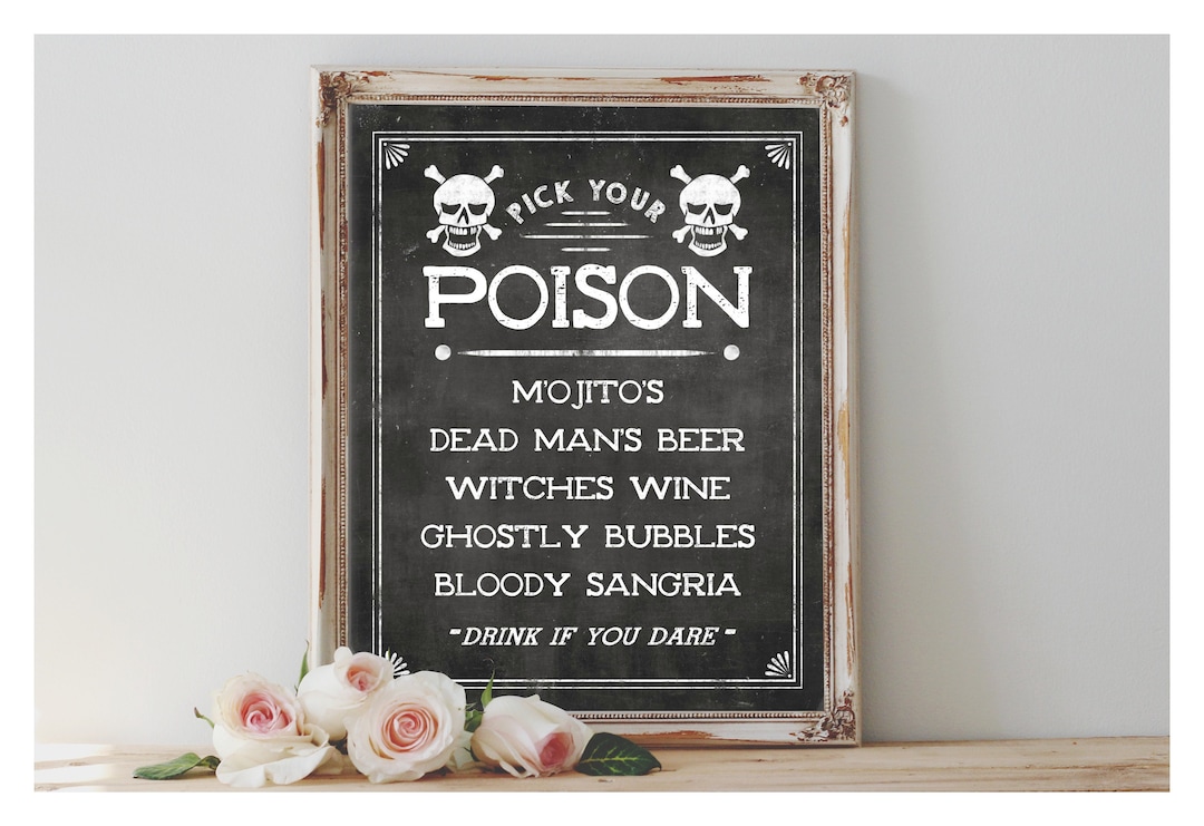Custom PICK YOUR POISON 'bar Drink Menu' Sign Printable Chalkboard ...