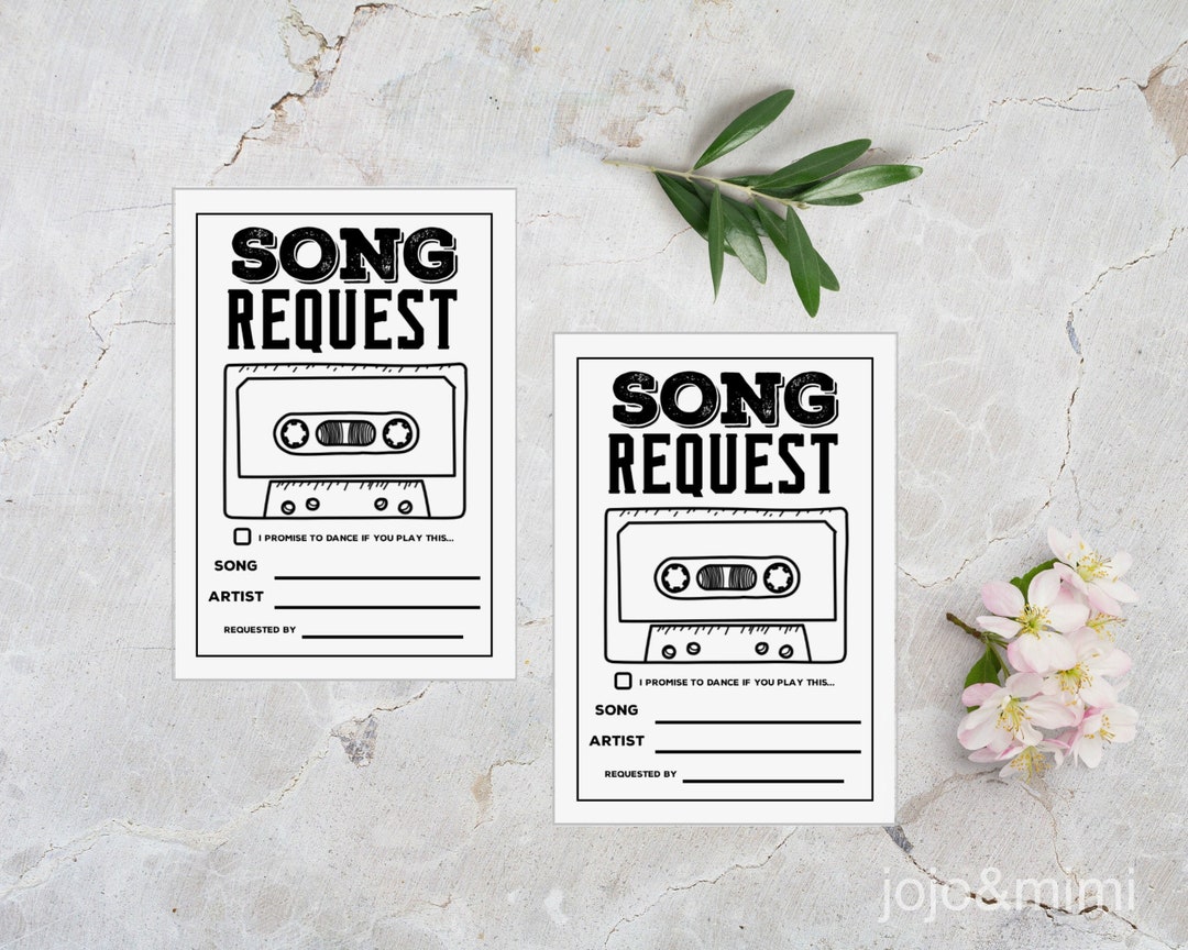 Instant 'SONG REQUEST' Card Printable Song Request Card for Wedding or ...