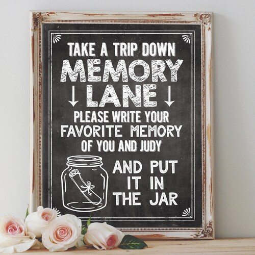 Personalized MEMORY LANE Printable Digital Chalkboard Leave - Etsy