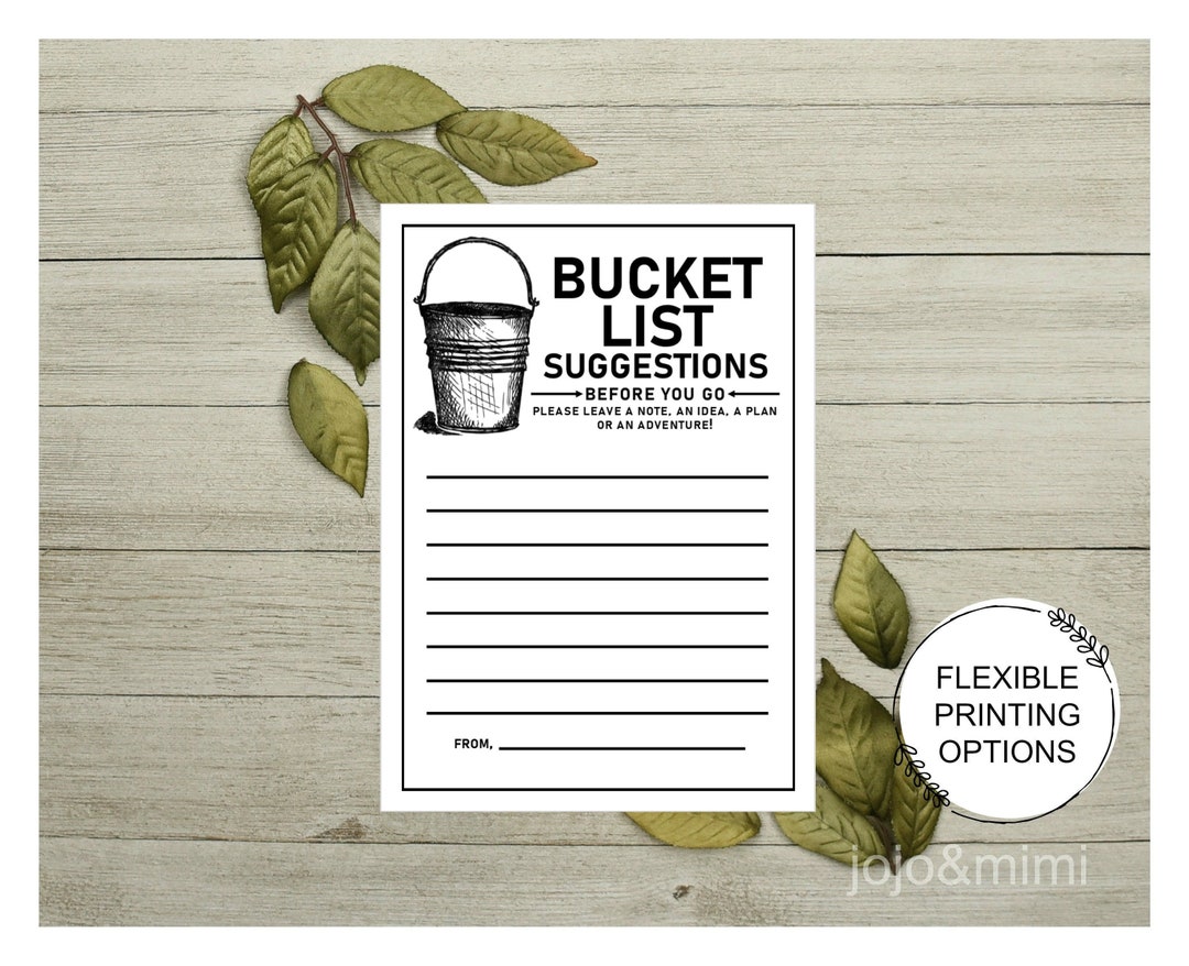 Instant 'bucket List Suggestions' Printable Bucket List Idea Card 5x7 ...