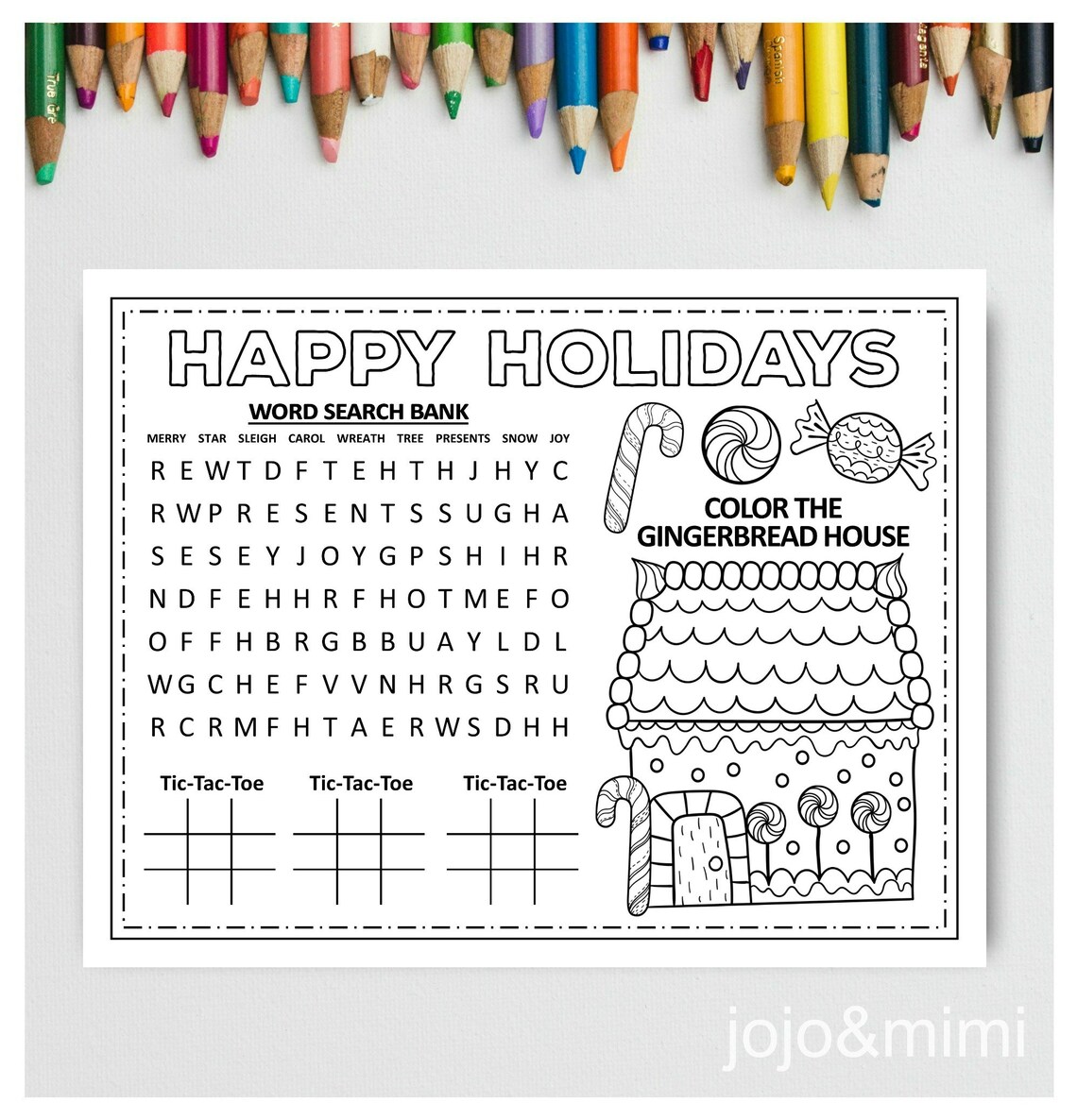 CHRISTMAS Printable Placemat Activity Christmas Coloring - Etsy