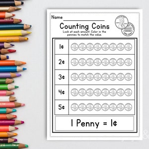 Money Intro to U.S Coins Printable Learning Resource Coin Worksheets ...