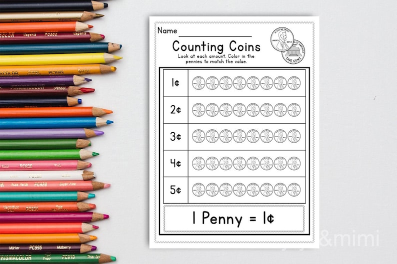 Money Intro to U.S Coins Printable Learning Resource Coin Worksheets ...