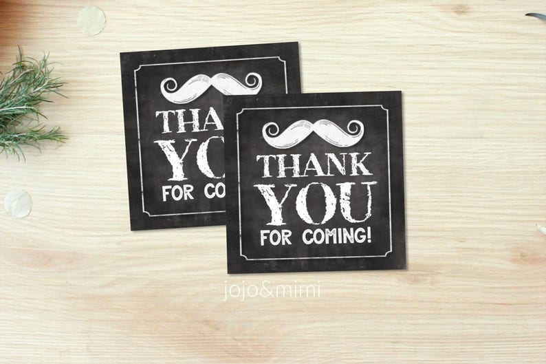 INSTANT Mustache 'thank You for Coming' Favor Tag or - Etsy