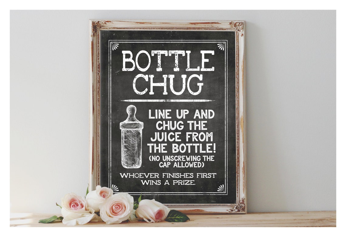 Instant 'BOTTLE CHUG' Printable 8x10 11x14 Sign Baby - Etsy