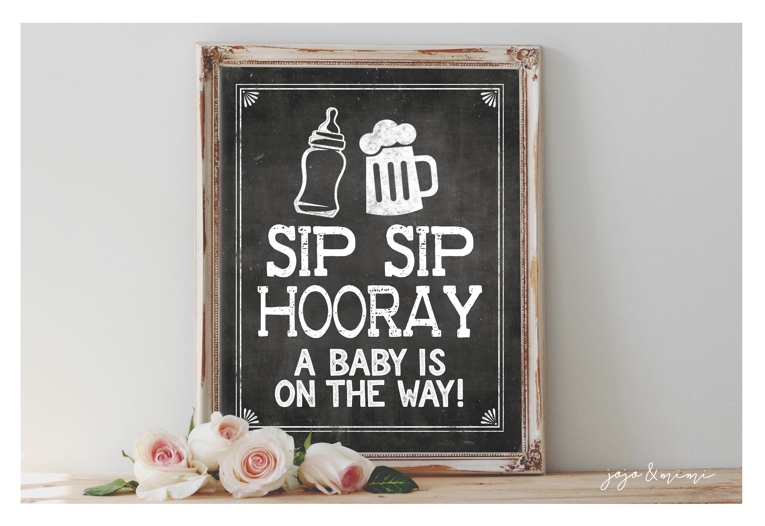 Instant 'SIP, SIP, HOORAY A Baby is on the Way!' Printable Sign ...