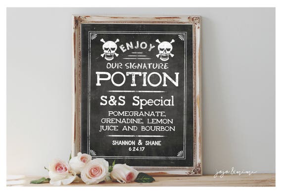 Custom 'Enjoy OUR SIGNATURE POTION' Sign Printable | Etsy