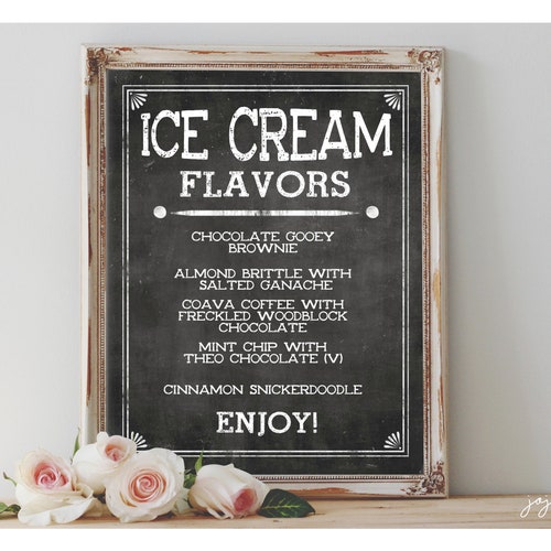 Custom 'ICE CREAM FLAVORS' Printable Sign Chalkboard - Etsy