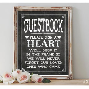 Instant 'please Sign a Heart' Printable 8x10 and 11x14 Event Sign ...