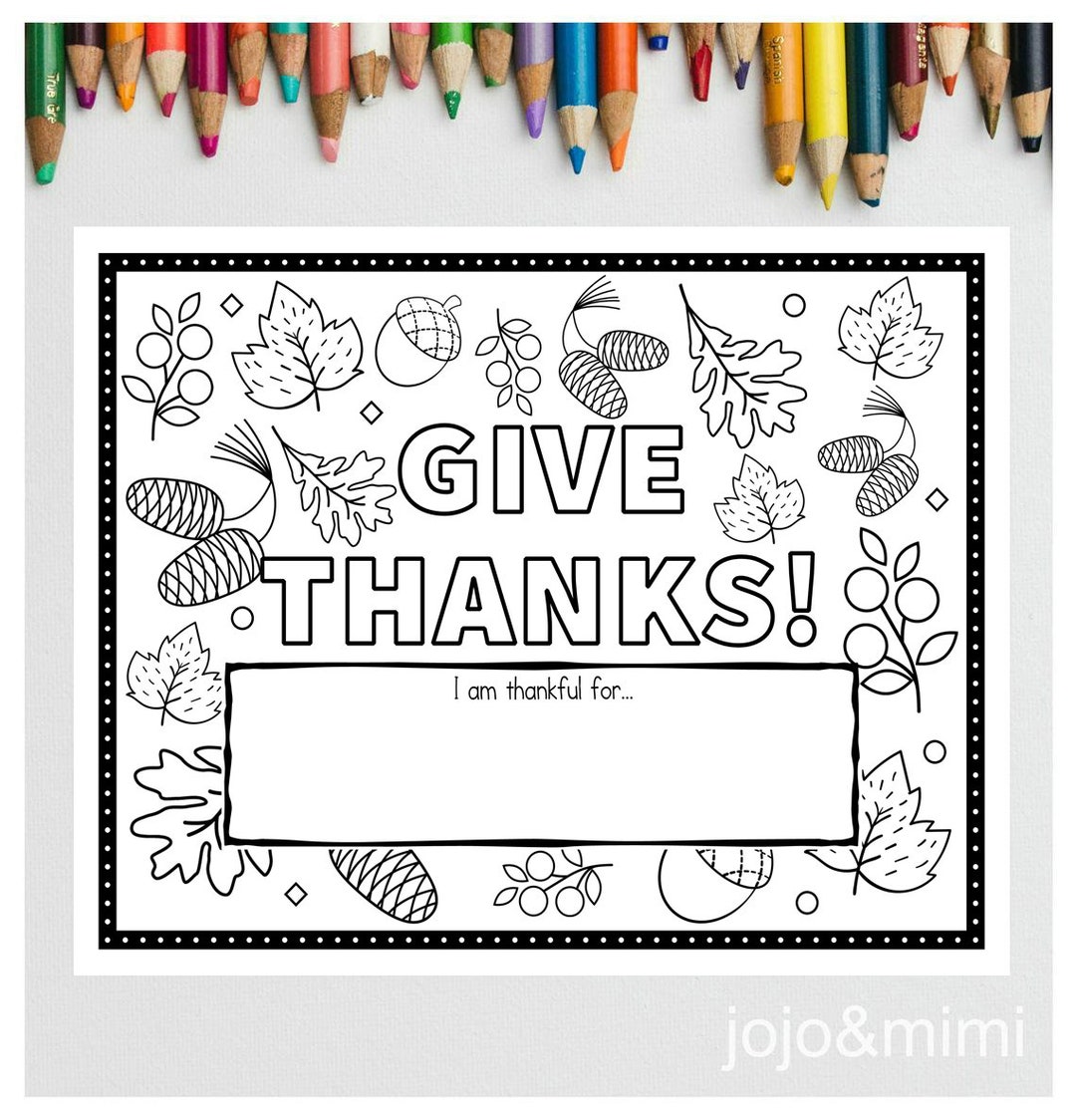 THANKSGIVING 'GIVE THANKS' Printable Placemat Fall Coloring Page ...