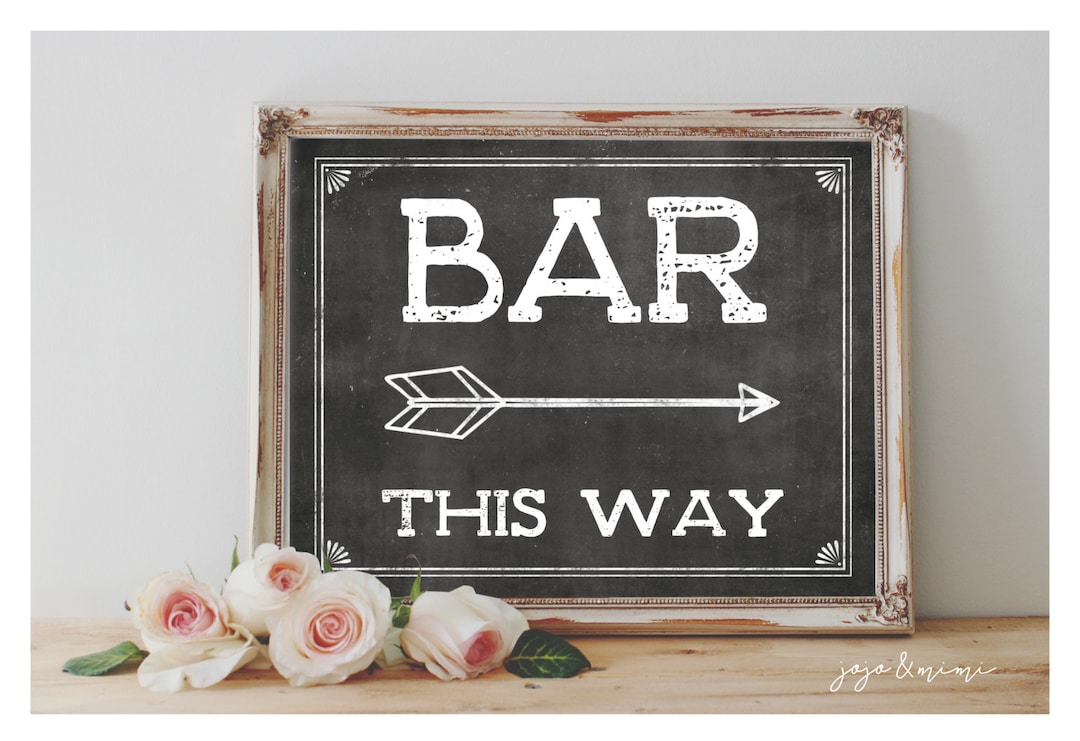Instant 'BAR THIS WAY' Bar Arrow Right and Left Directional Printable ...