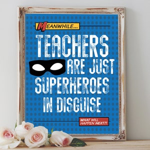 Printable 'teachers Are Superheroes' Teacher Art Digital Art Printable ...