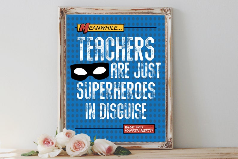 Printable 'teachers Are Superheroes' Teacher Art - Etsy