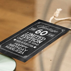 Personalized 'vintage Aged 60 Years Printable Birthday Wine Label ...