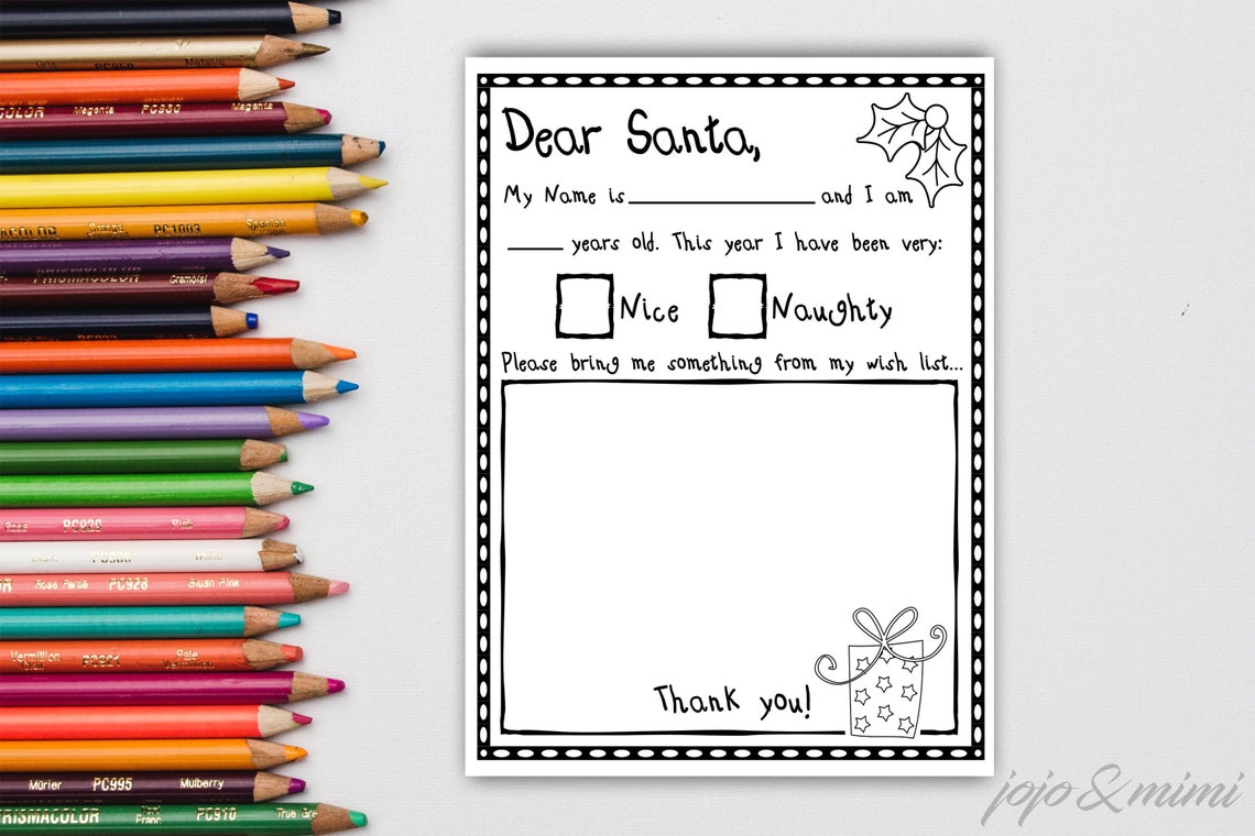 INSTANT Dear Santa Christmas Letter to Santa Nice or Naughty - Etsy