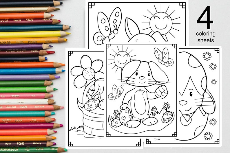 EASTER COLORING PAGES for Kids Printable Easter Kids Colouring | Etsy