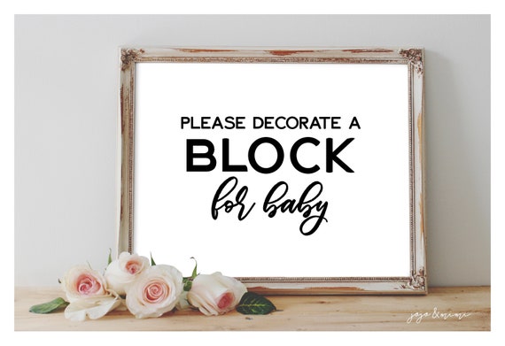 Instant 'please DECORATE A BLOCK for Baby' Printable - Etsy